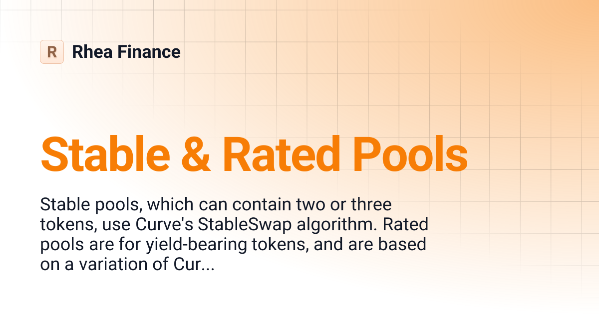 Stable & Rated Pools | Rhea Finance
